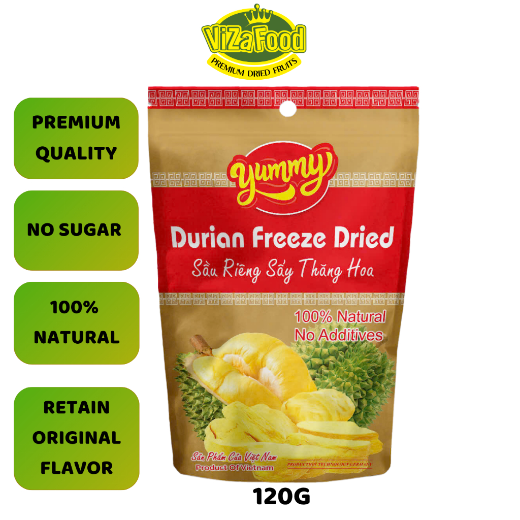 Sầu riêng Monthong sấy thăng hoa nguyên múi, chất lượng THƯỢNG HẠNG, túi 120G - Yummy của Viza ...