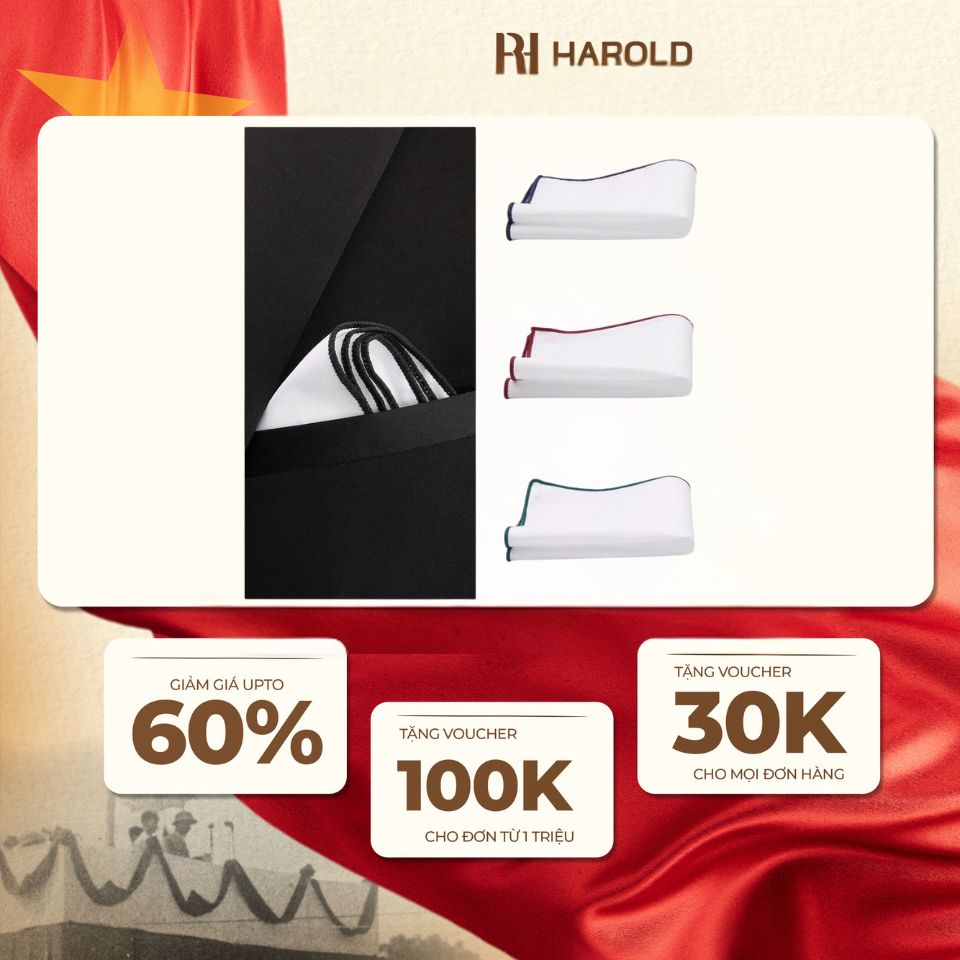 Khăn Túi Vest Harold Cao Cấp – Pocket Square Trắng Phối Viền Sang Trọng ...