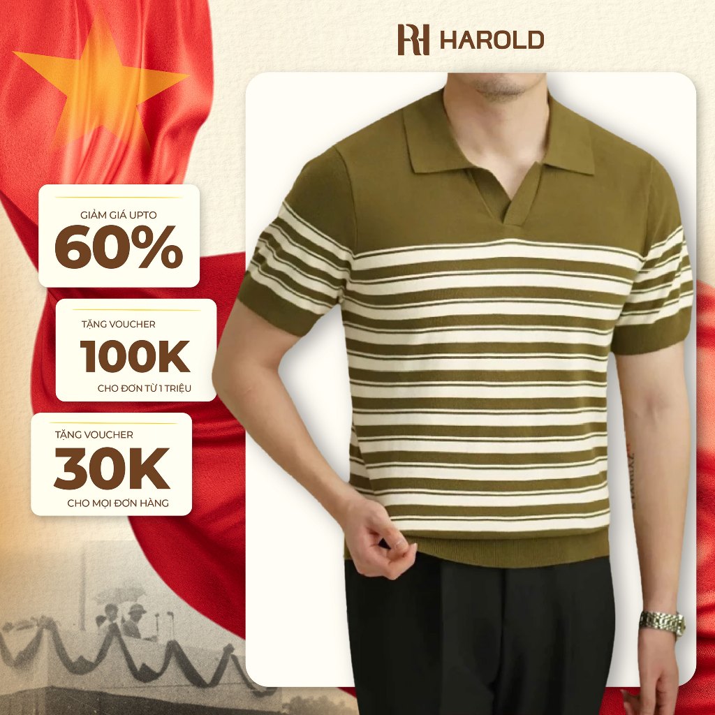 Áo Polo Nam Cao Cấp Harold Polo Sọc Dệt Kim Cổ Điển Mềm Mịn, Không Xù ...