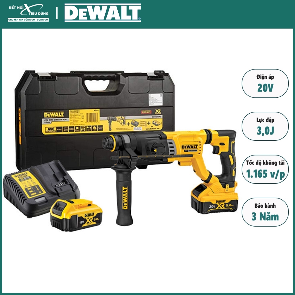 Máy khoan bê tông dùng pin 20V Dewalt DCH263 (N-P2) (Bảo hành 3 năm ...