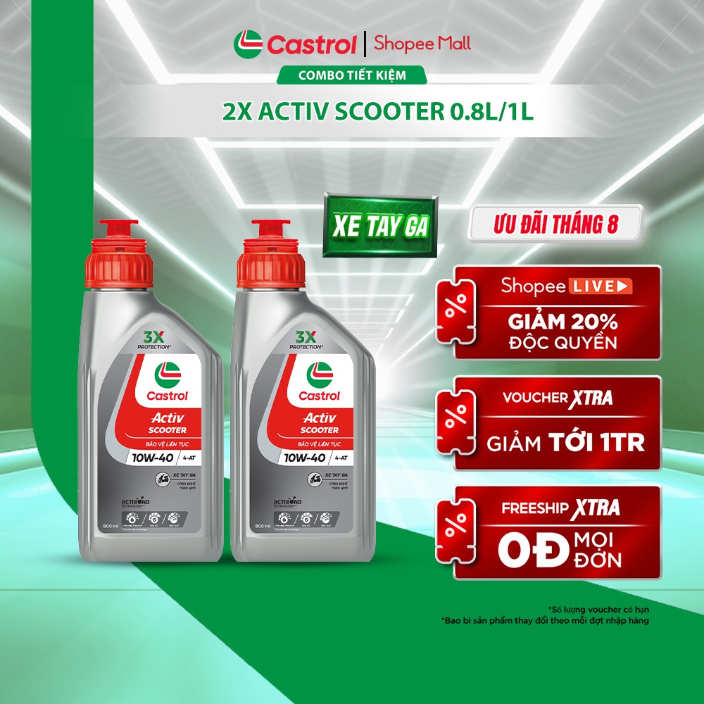 [BST Bác tài công nghệ] COMBO 2 Dầu nhớt xe tay ga Castrol ACTIV ...