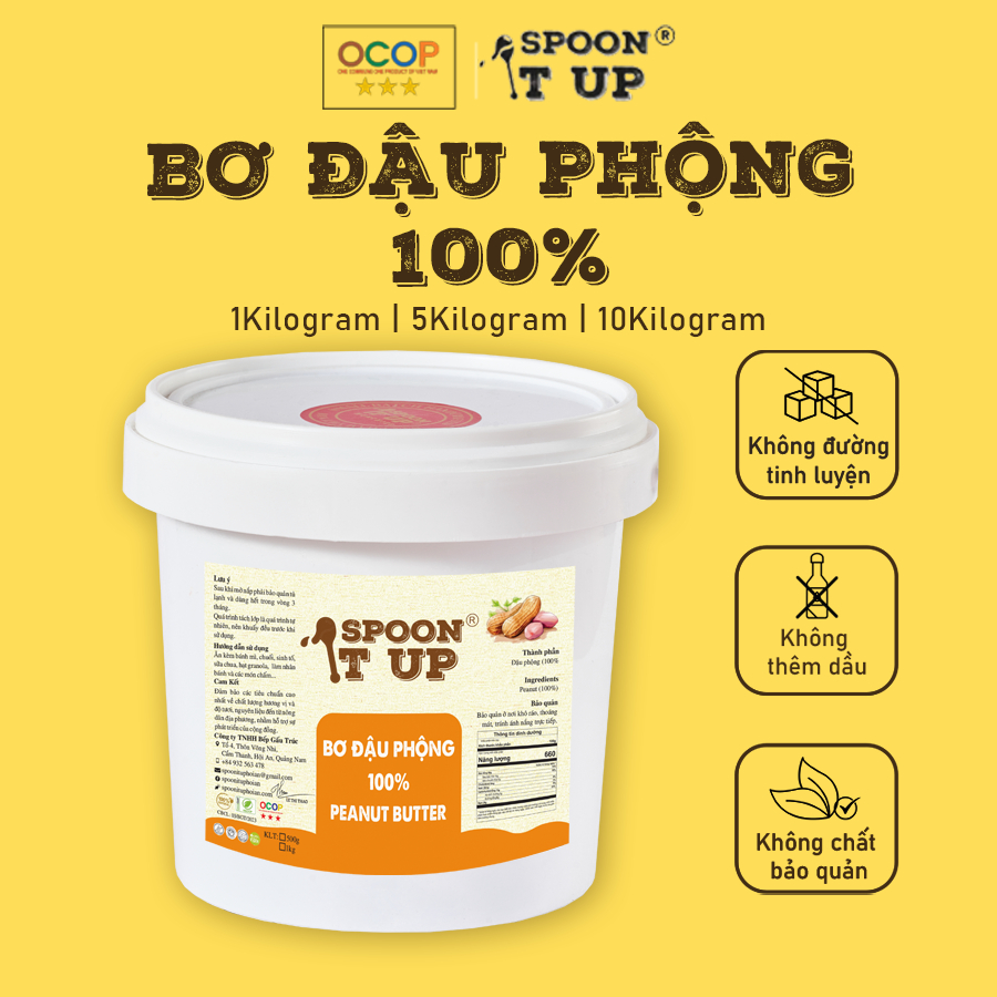 Bơ Đậu Phộng 100% Spoon It Up – Can 1kg 5kg – Không Đường Không Dầu ...