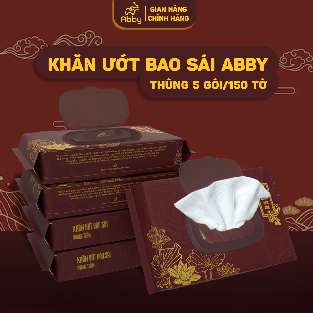 Thùng 5 Gói Khăn Ướt Abby Bao Sái Cao Cấp Gói 30 Tờ Hương Trầm Lau Ban ...