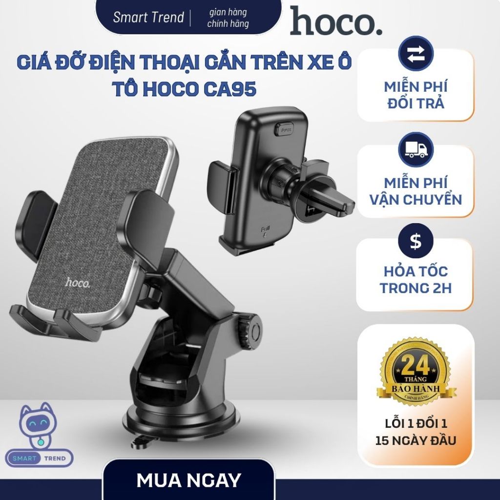 Giá đỡ điện thoại gắn trên xe ô tô Hoco CA95 để trên kinh + táp lô cho điện thoại di động 4,5-6 ...