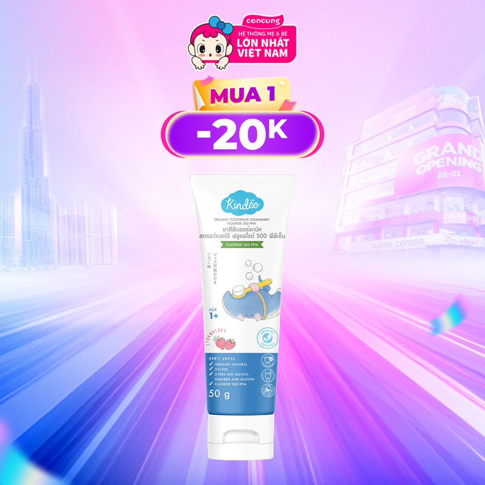 Kem đánh răng hữu cơ hương dâu Kindee Flouride 500ppm (50g) | Shopee Việt Nam