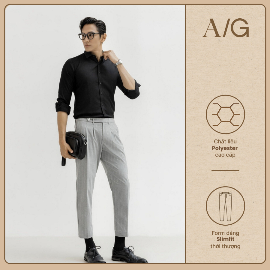 AG003 Quần Tây Americus Gosani P003 Phối Sọc Dọc Màu Xanh Dương Nhạt ...