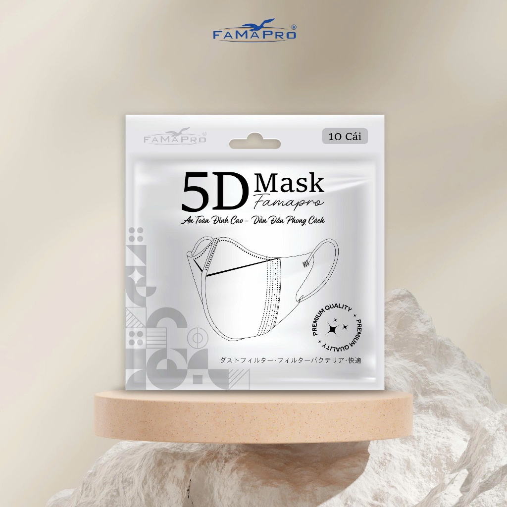 [200 Chiếc KT ]5d Mask Famapro khẩu trang 3 lớp bịch 10 cái | Shopee ...