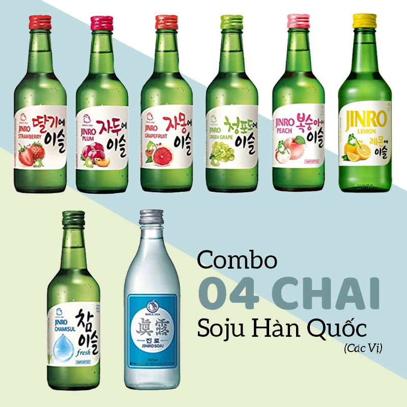 [CHÍNH HÃNG] Combo 04 Chai Rượu Soju Hàn Quốc Jinro 13-16.9% - Tuỳ chọn ...