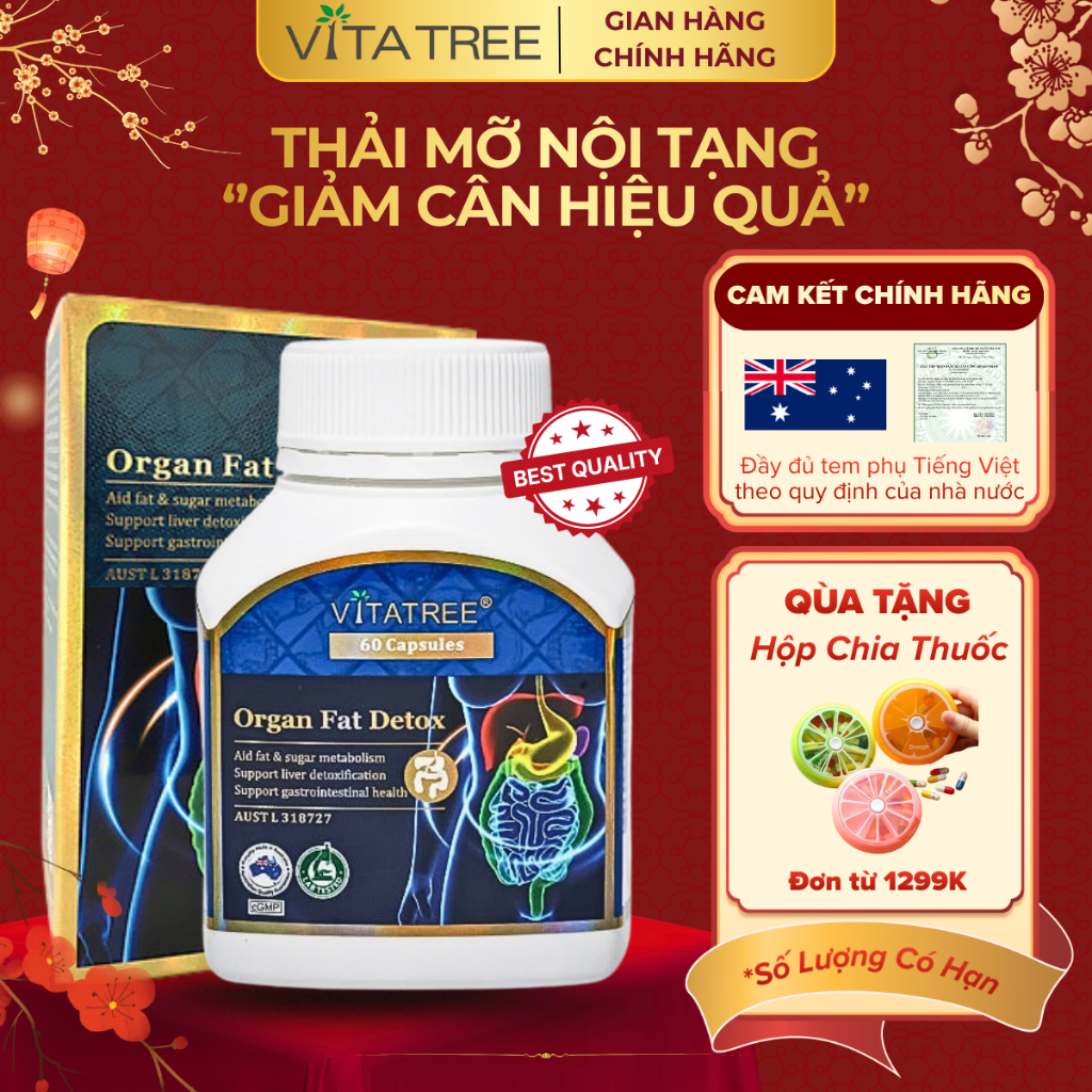 Thải mỡ nội tạng Vitatree Organ Fat Detox 60 viên Úc - Viên uống hỡ trợ ...