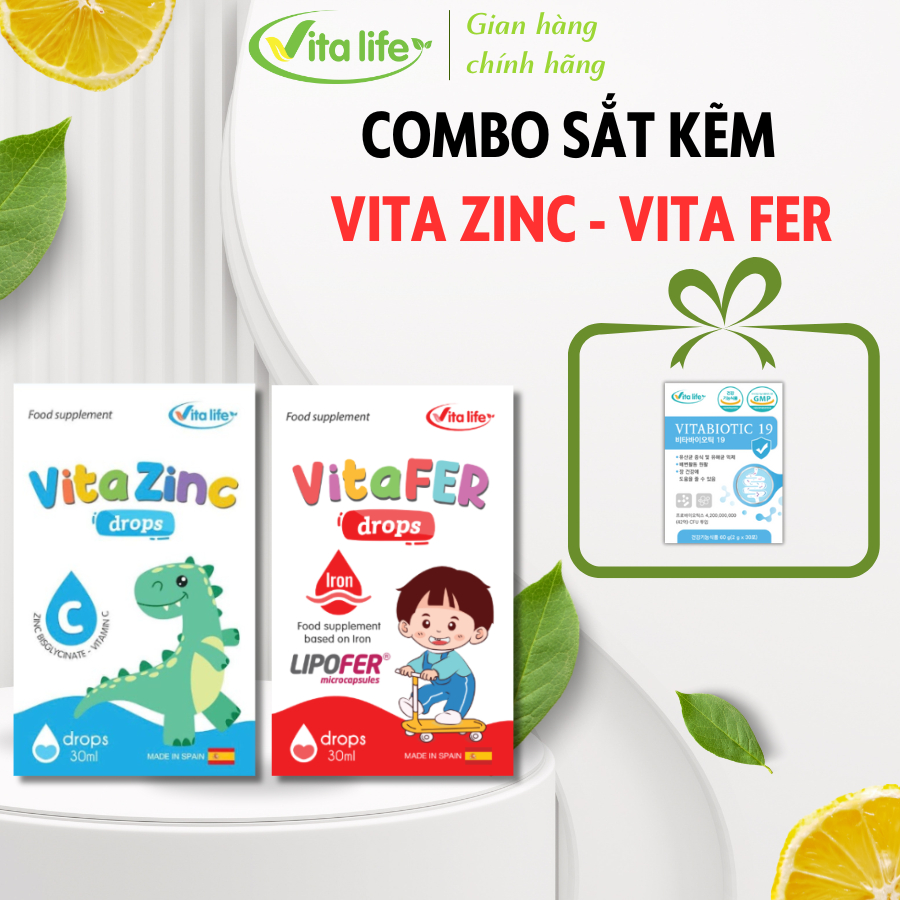 Combo Sắt Kẽm Vita Life VitaFer + VitaZinC tăng sức đề kháng( Vita Fer ...