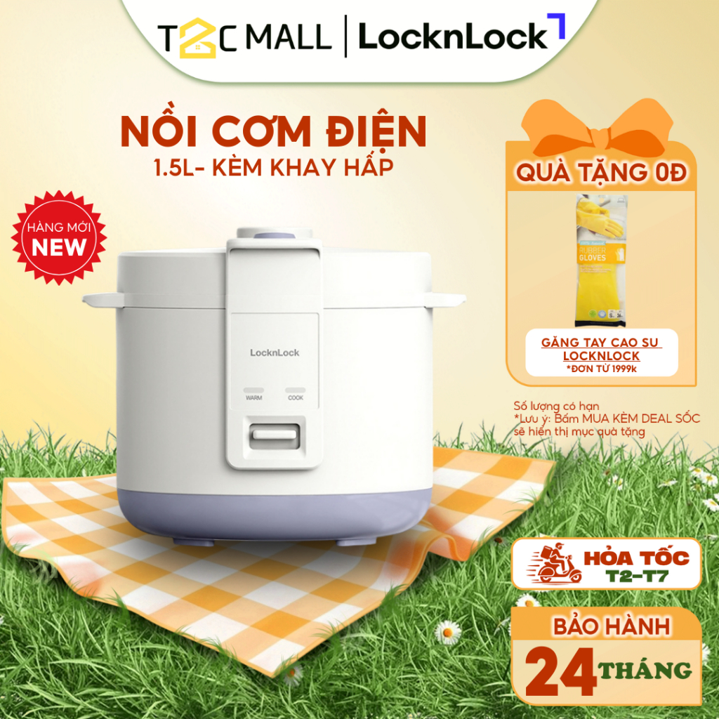 Nồi Cơm Điện LocknLock One-Switch Rice Cooker 1.5L Kèm Khay Hấp Đa Năng ...