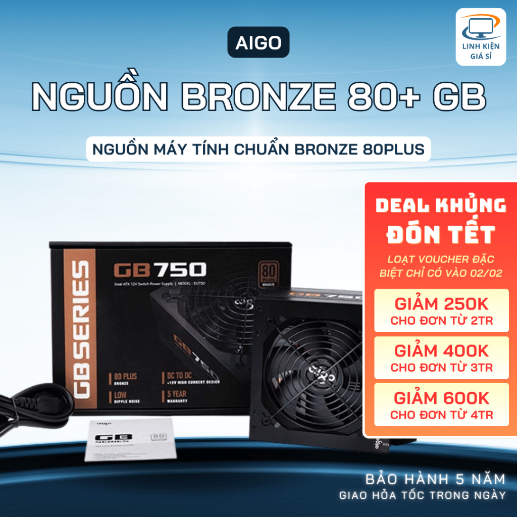 Nguồn máy tính AIGO BRONZE cao cấp GB550/GB650/GB750 80Plus Bronze ...