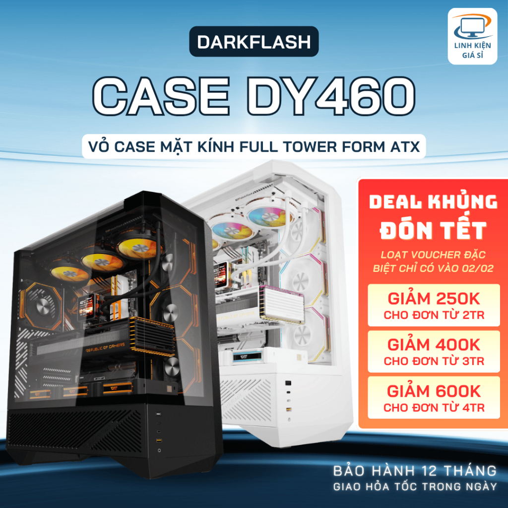 Vỏ case PC Darkflash DY460 thùng máy tính form ATX full tower độc đáo ...