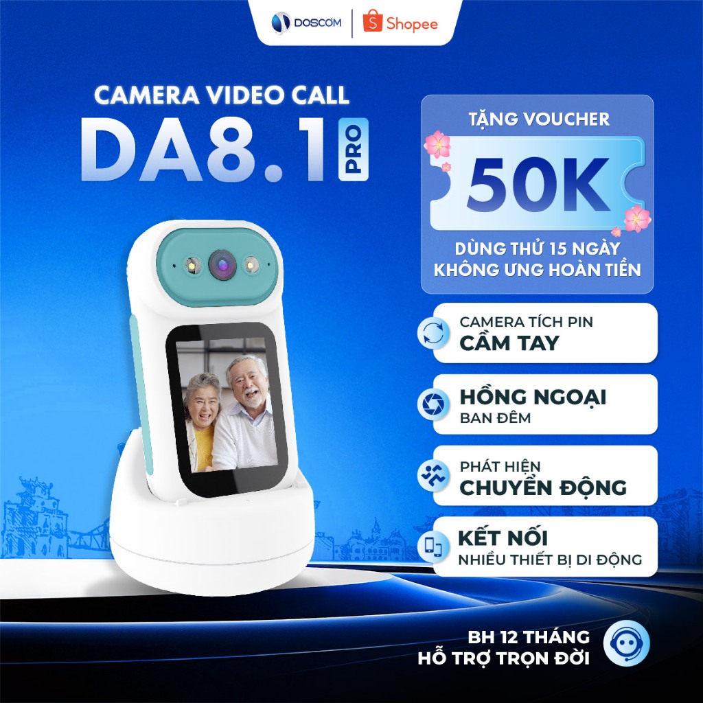 Camera Mini Full HD 2K Doscom DA8.1 Pro – Wifi Gọi Video 2 Chiều, Màn ...