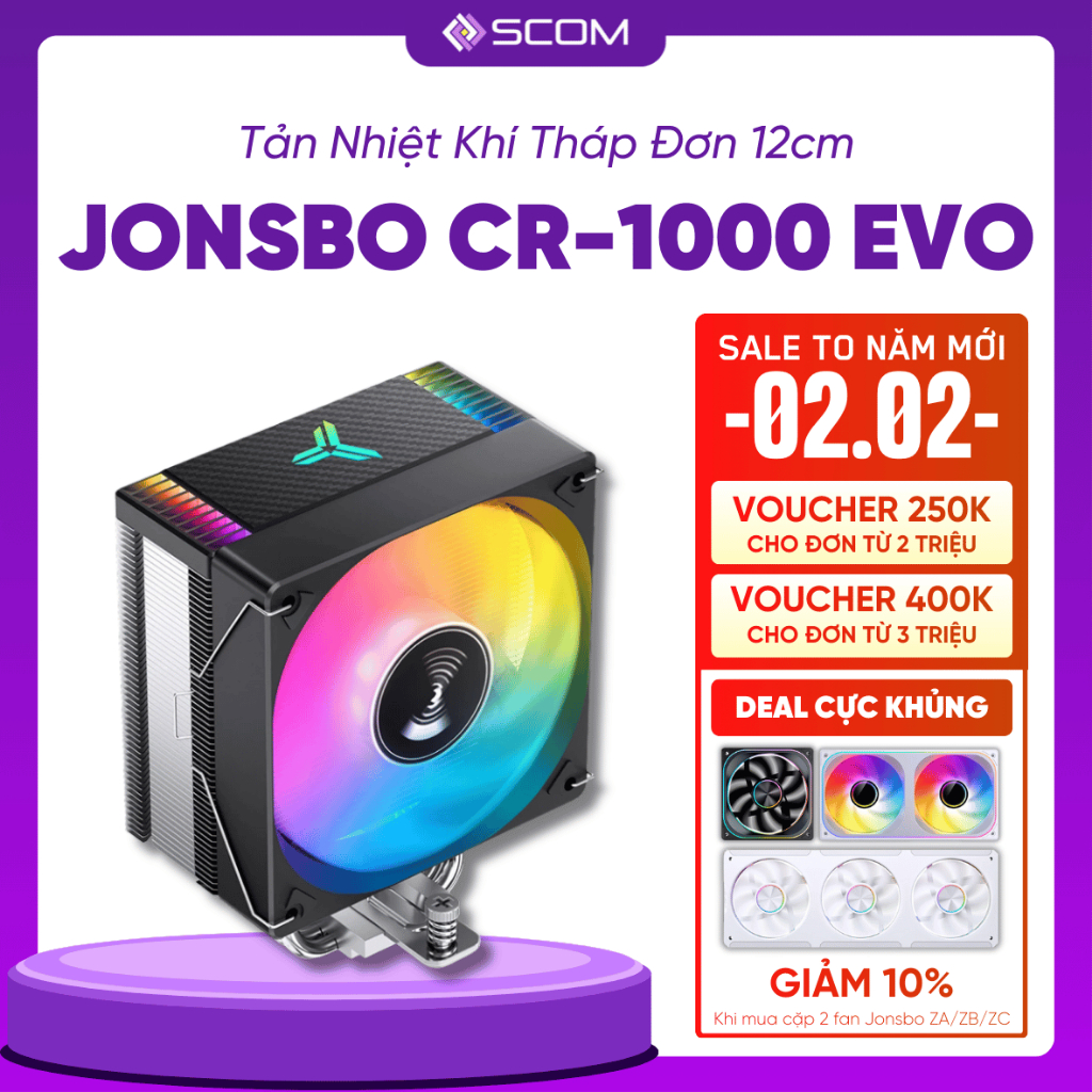 Tản Nhiệt Khí CPU Jonsbo CR-1000 EVO LED RGB ARGB 150mm Chống Ồn Sync ...