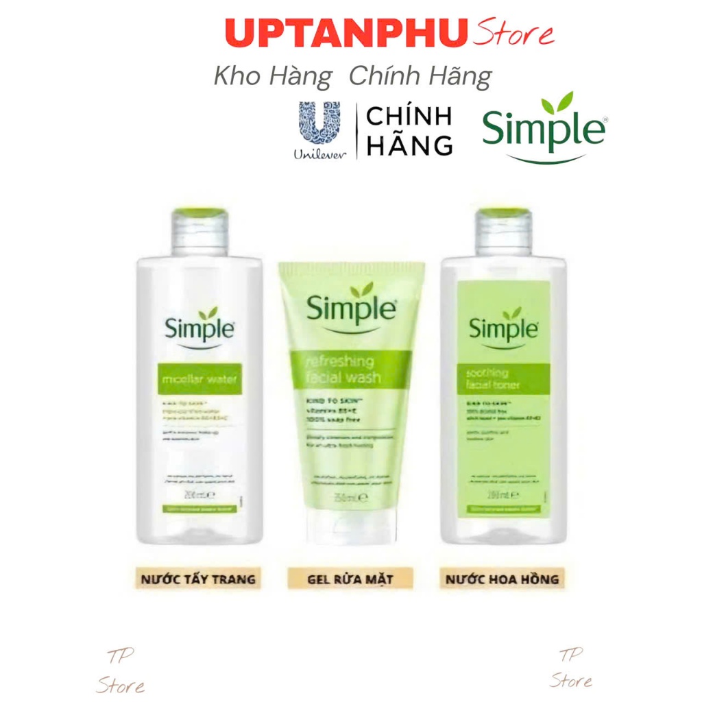 (NEW) ComBo 2 chai Nước Tẩy Trang Simple Micellar Water 200ml(HSD 2027 ...