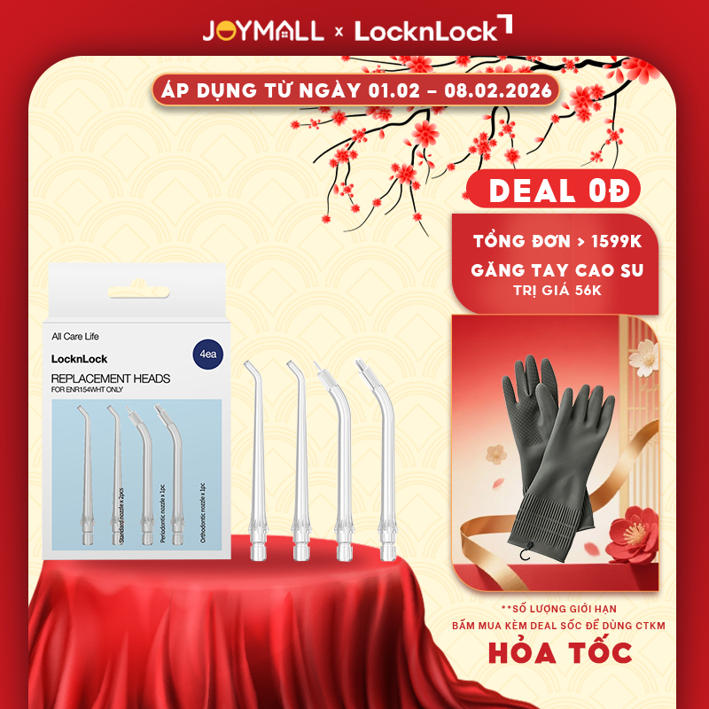 Bộ 4 đầu tăm nước thay thế LocknLock ENR154WHT_RB, Hàng chính hãng ...