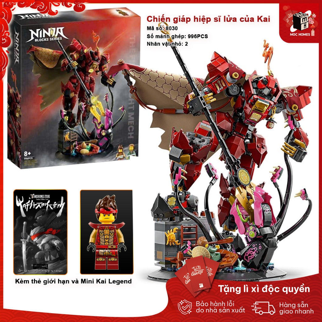 [+ Thẻ MH & Mini Kai Legend] Đồ chơi lắp ráp Ninja 8030 Mech đỏ rực lửa ...