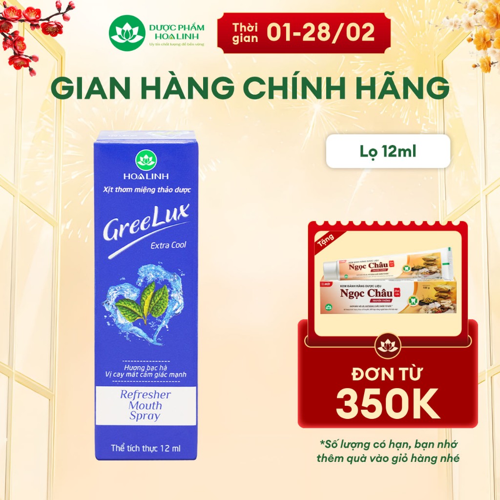 Xịt Thơm Miệng Thảo Dược GreeLux Extra Cool 12ml (vị cay mát cảm giác ...