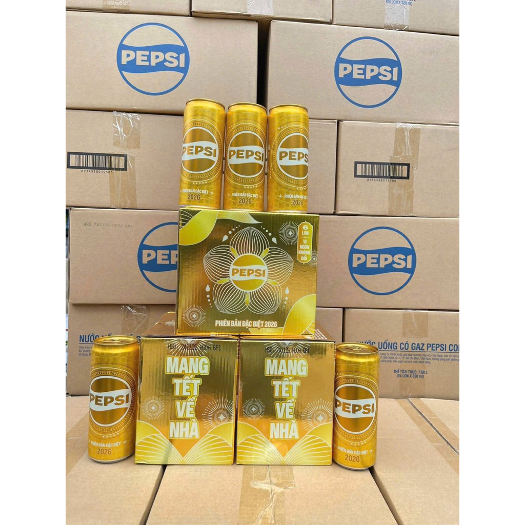Lốc 6 lon Pepsi Vàng 320ml Phiên Bản Giới Hạn TẾT 2026 - Đặc Biệt Vị ...
