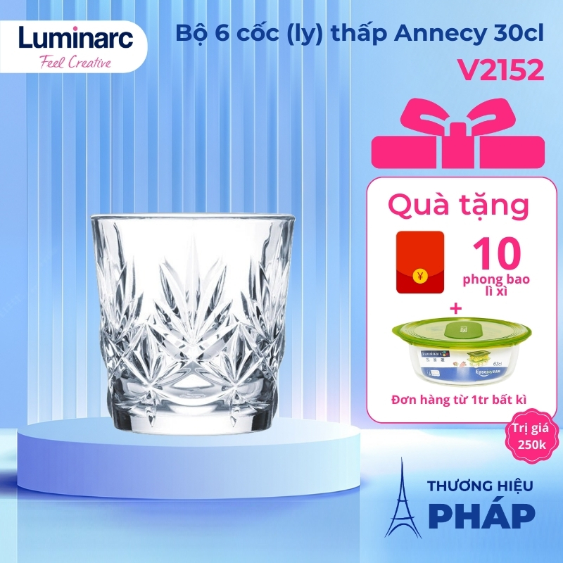 Bộ cốc (ly) thủy tinh Luminarc Annecy 6 chiếc V2152 / V2151- 30cl, quà ...