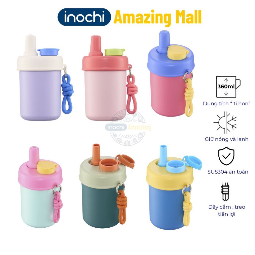 Bình giữ nhiệt Inochi 360ml Fuji TEENY nhỏ gọn có dây cầm, treo tiện ...