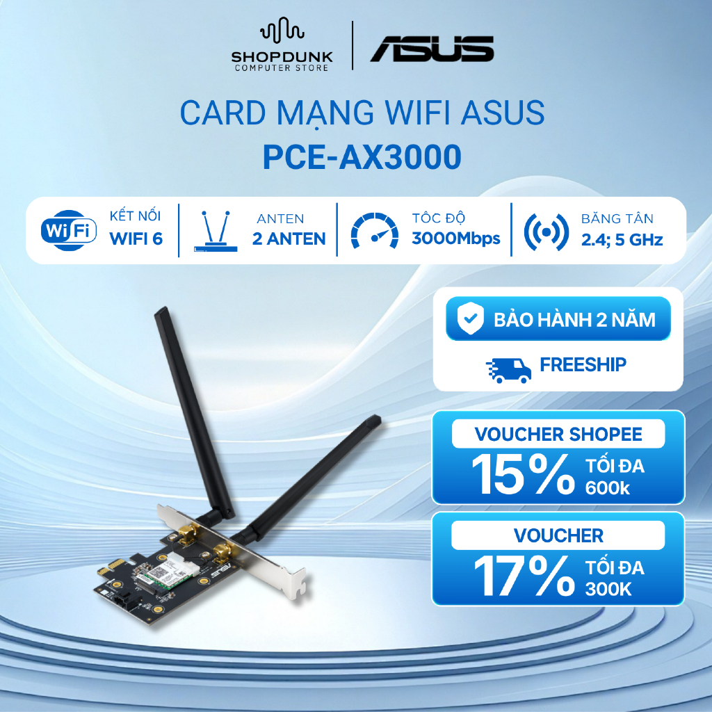 Card Mạng ASUS PCE-AX3000 Adapter PCI-E Không Dây | WiFi 6 | 2 băng tần ...