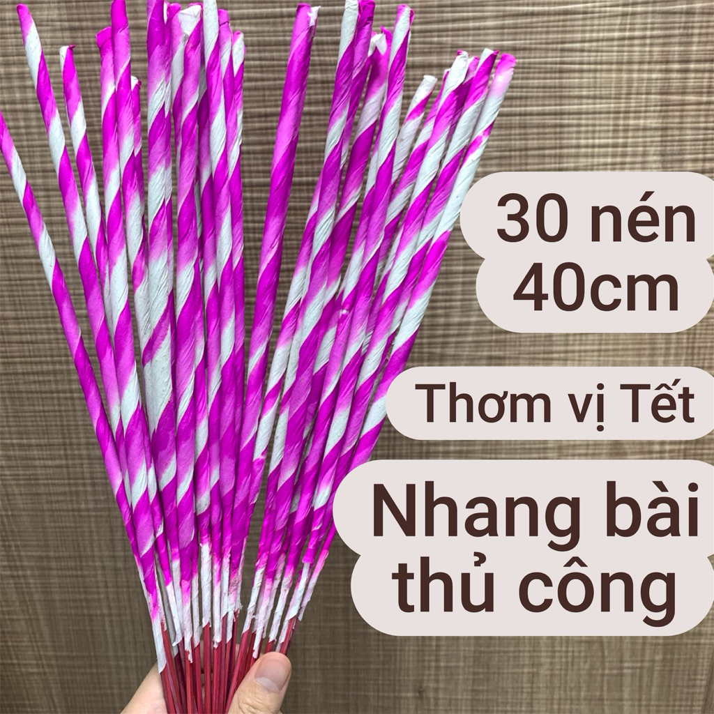 30 nén nhang bài cổ truyền thủ công Hưng An 40cm thơm ngát, ấm cúng vị ...