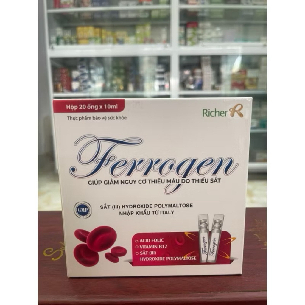 SIRO Bổ Máu - Sắt FERROGEN giúp bổ sung Sắt và Acid Folic Hộp 20 ống x ...