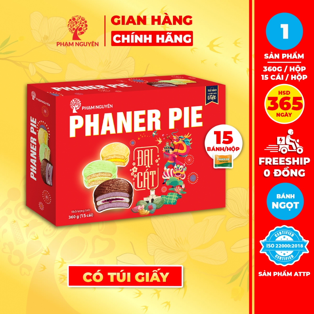 [XẢ KHO DATE 04/11/2026] Hộp Bánh Phaner Pie Phạm Nguyên Hỗn Hợp 03 Vị ...
