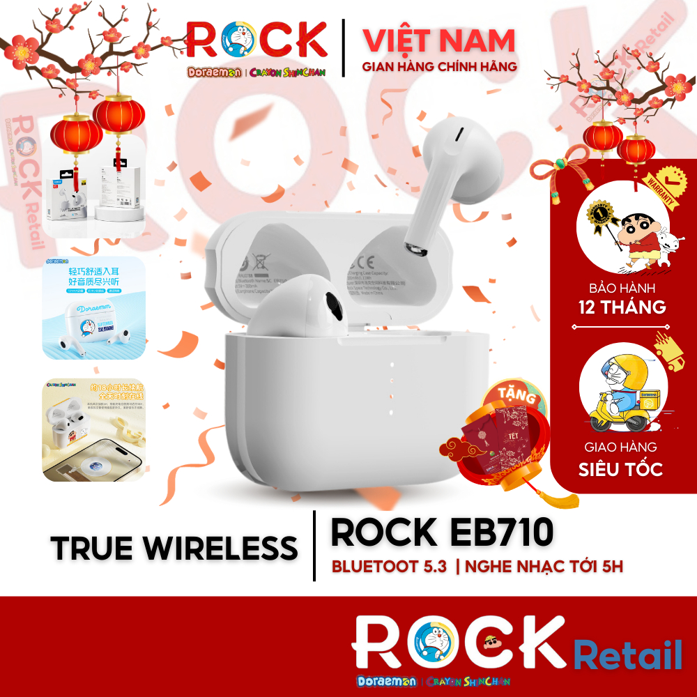 Tai Nghe Bluetooth TWS ROCK EB710, Bluetooth 5.3, Nghe nhạc tới 18H ...