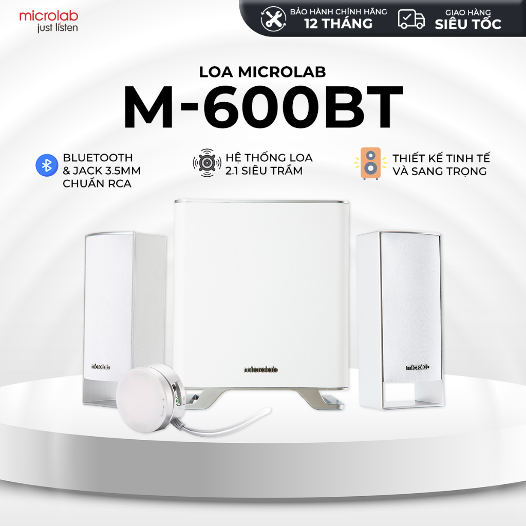 Loa Microlab M600BT 2.1 Trắng Công Suất 40W RMS - Hàng Chính Hãng ...