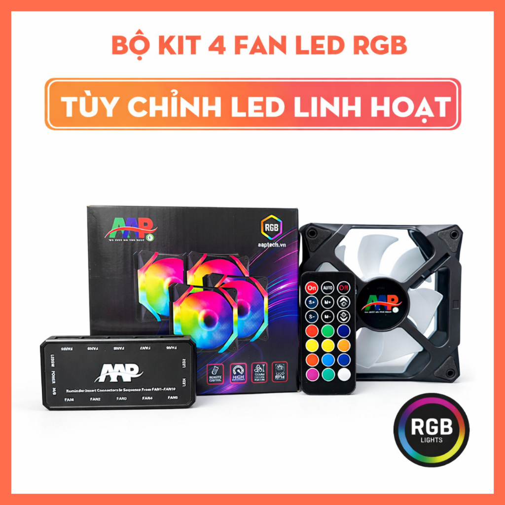 Bộ 4 Quạt Tản Nhiệt ARGB 120mm Kèm Hub ICE4 Remote – Fan RGB Đồng Bộ ...