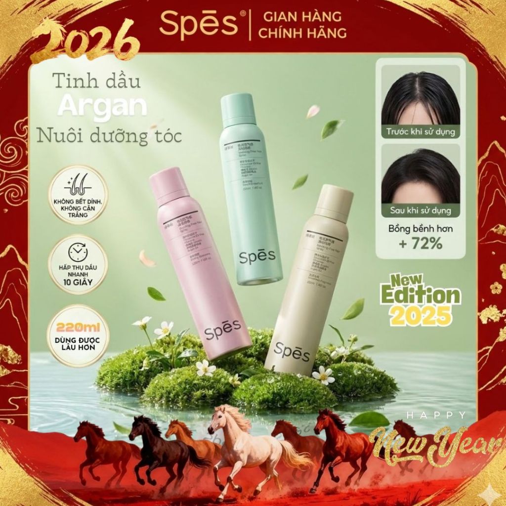 Dầu Gội Khô Spes Phiên Bản Mới 2025 Phiên Bản Nâng Cấp Thêm Dầu Keratin ...