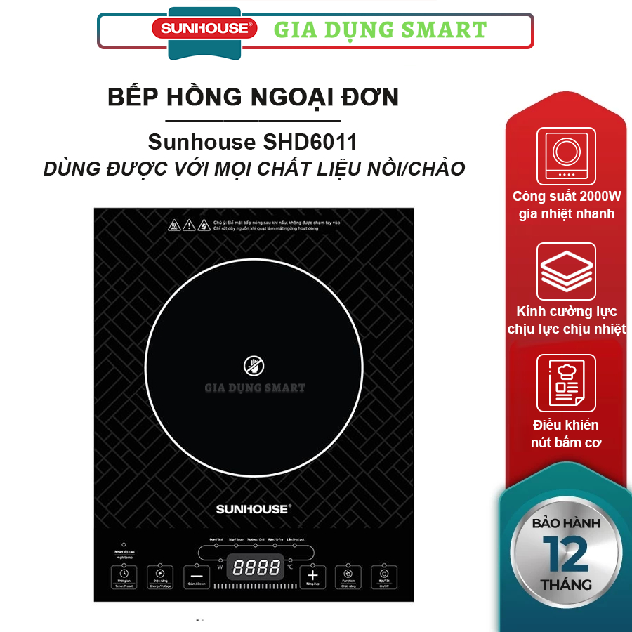 Bếp hồng ngoại đơn Sunhouse SHD6011 nút cơ 2000W - Phân phối chính hãng ...