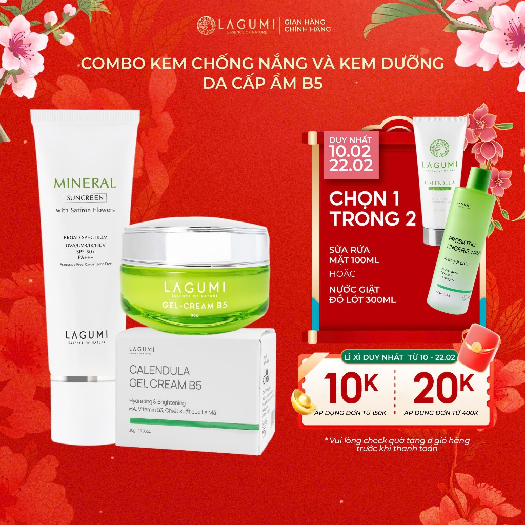 Kem chống nắng vật lý nâng tone Lagumi 50gr và Kem dưỡng lagumi 30gr ...