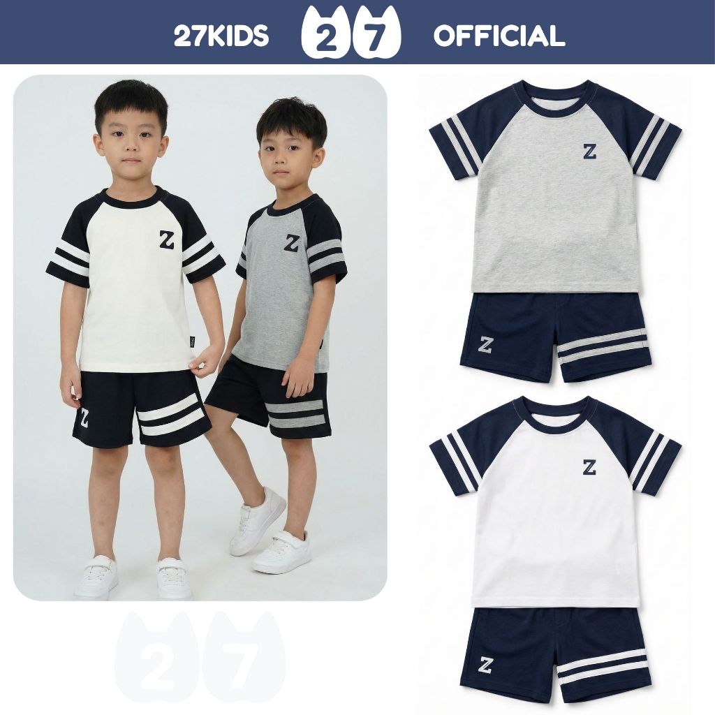 Bộ quần áo ngắn tay cho bé trai 27Kids KACADY đồ bộ nam cho trẻ từ 4-10 ...
