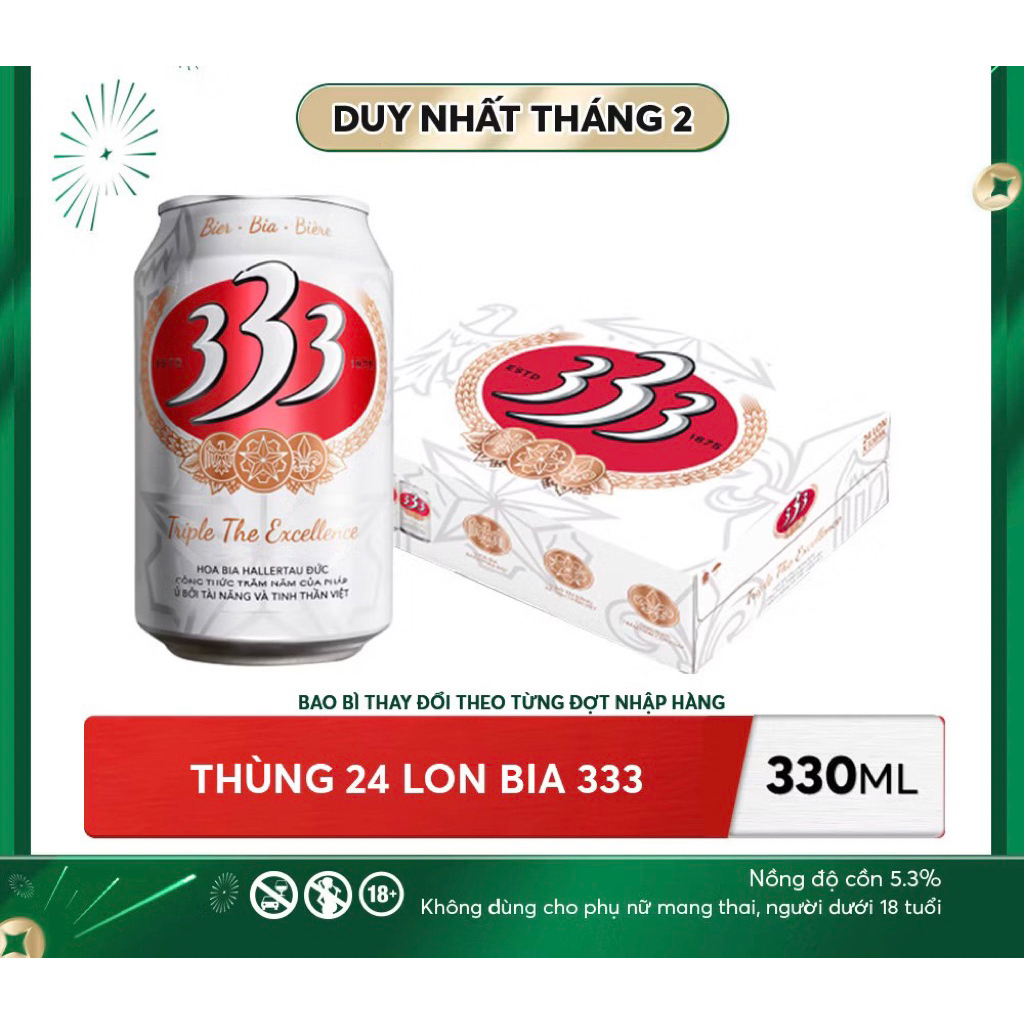 thùng 24 lon bia 333 330ml giá tốt Tháng 4, 2026 | Mua ngay | Shopee ...