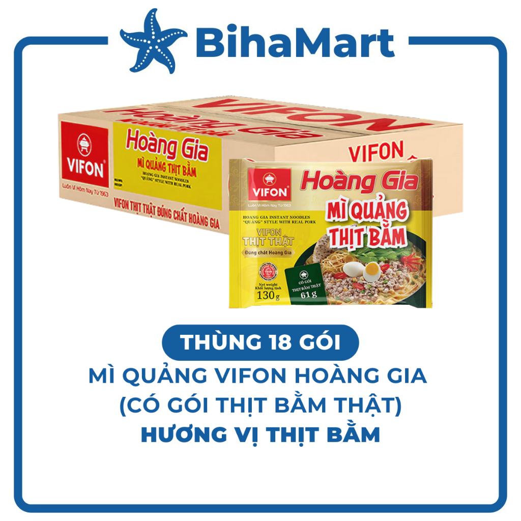 [THÙNG18GÓI] - VIFON - Mì Hoàng Gia hương vị Mì quảng thịt bằm (có thịt ...
