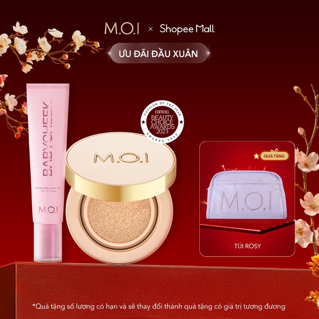 Bộ đôi MOI phấn nước che phủ tốt Premium Baby Cushion và Má hồng sữa ...