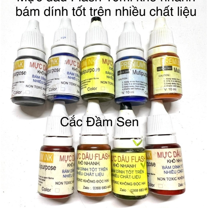 Mực dấu in trên nhiều chất liệu,4 lọ mực dấu flash dùng đóng bao bì ...