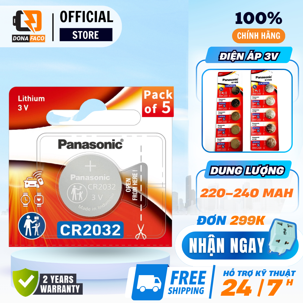 Pin cúc áo Pin nút Panasonic CR2032 lắp cho remote quạt, oto, xe máy ...