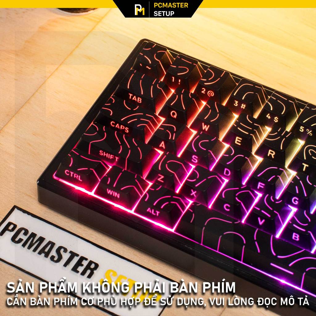 Keycap pbt xuyên led ninja Topographic dùng cho bàn phím cơ mạch xuôi ...