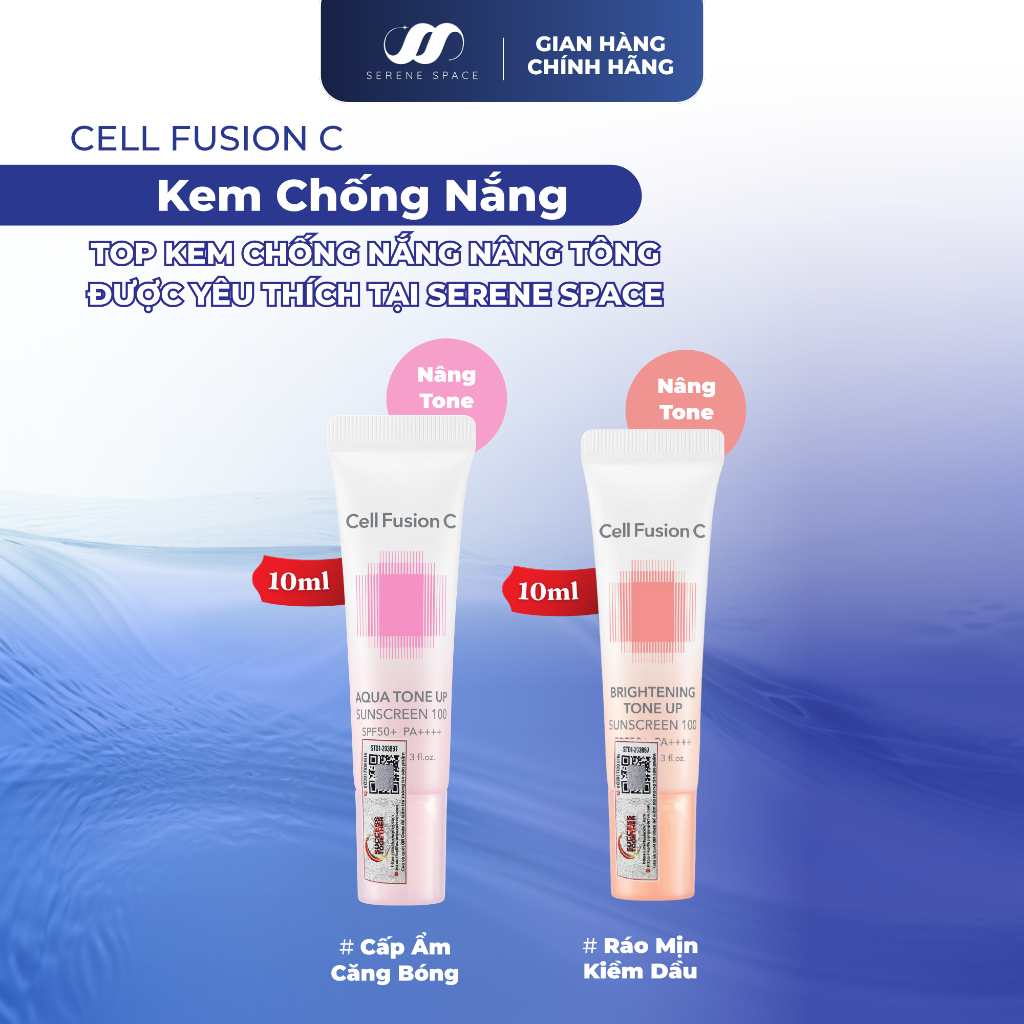 Kem Chống Nắng Cell Fusion C Brightening/Aqua Tone Up 10ml Serene Space ...