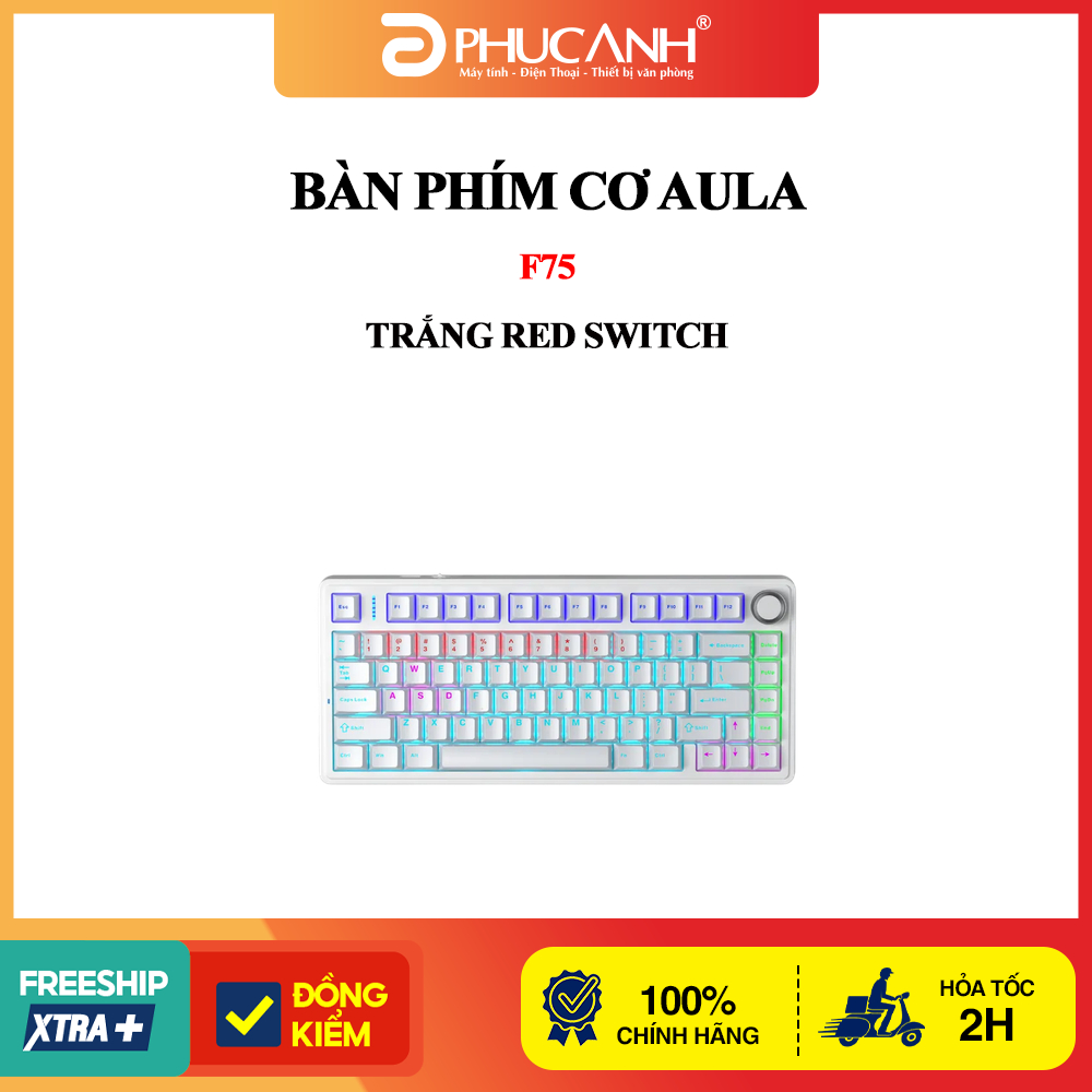 Bàn phím cơ Aula F75 Trắng Red Switch | Shopee Việt Nam
