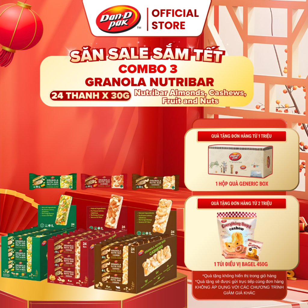 [Mua Nhiều Giảm Nhiều] Combo Granola Dan D Pak I Granola Nutri Bar I 24 ...