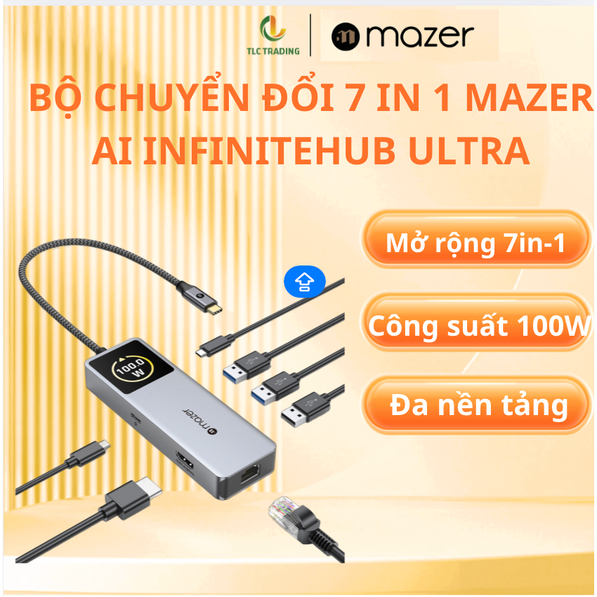 Bộ chuyển đổi 7 in 1 MAZER Ai InfiniteHub Ultra | Shopee Việt Nam
