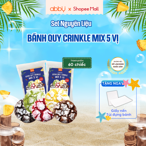 [ABBY] Set nguyên liệu làm bánh Crinkle Cookie, bánh quy phủ đường mix ...
