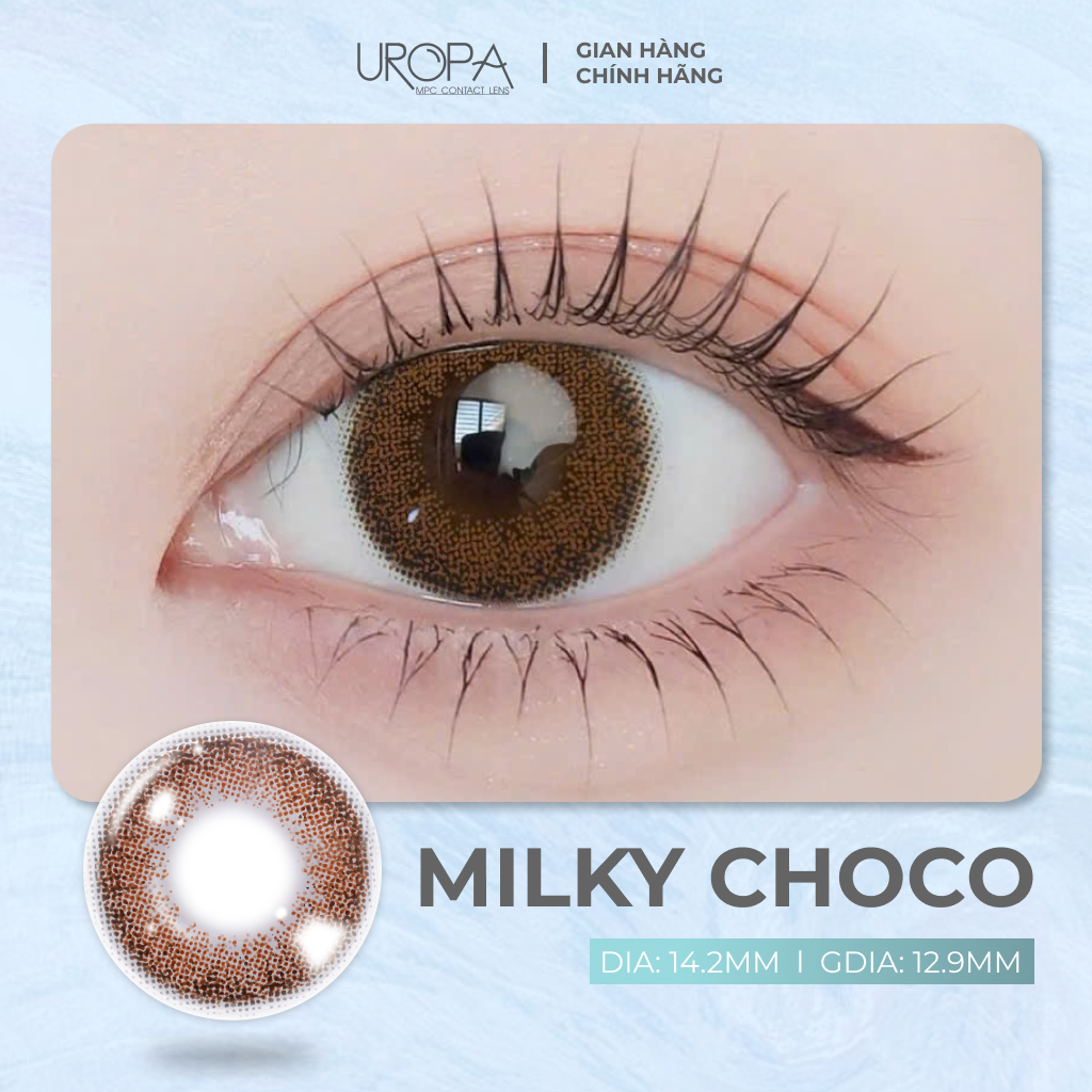 Lens siêu cấp ẩm UROPA Milky Choco màu nâu tự nhiên, kính áp tròng 6 ...