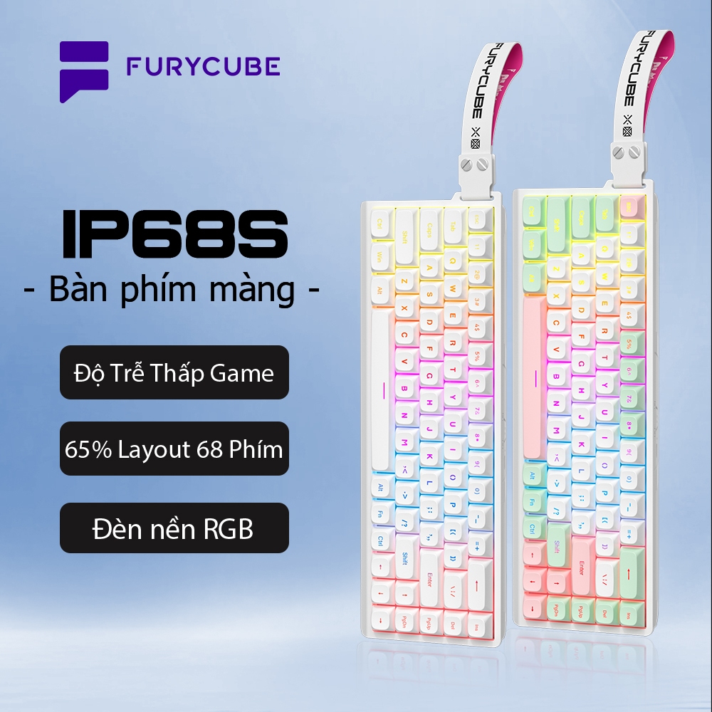 Bàn Phím Game FURYCUBE IP68S, RGB Membrane, Layout 65% 68 Phím, Keycap ...